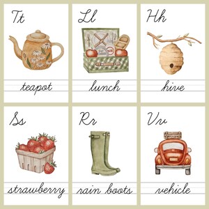 Cottage Core Cursive Alphabet Cards (hand Painted by Me) Hand Writing ...