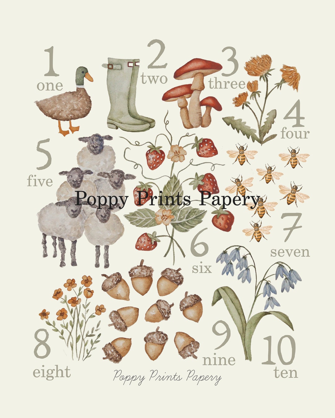 Country Counting Chart PRINTABLE (hand Painted by Me) Kids Room Decor ...