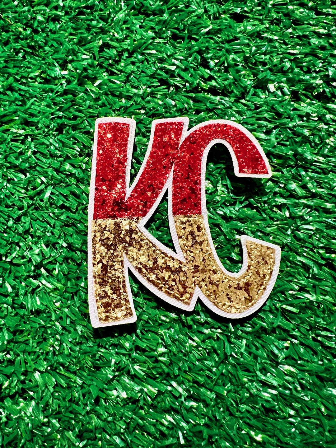 Red/gold Glitter KC Letters Embroidered Iron on Patch Kansas City ...