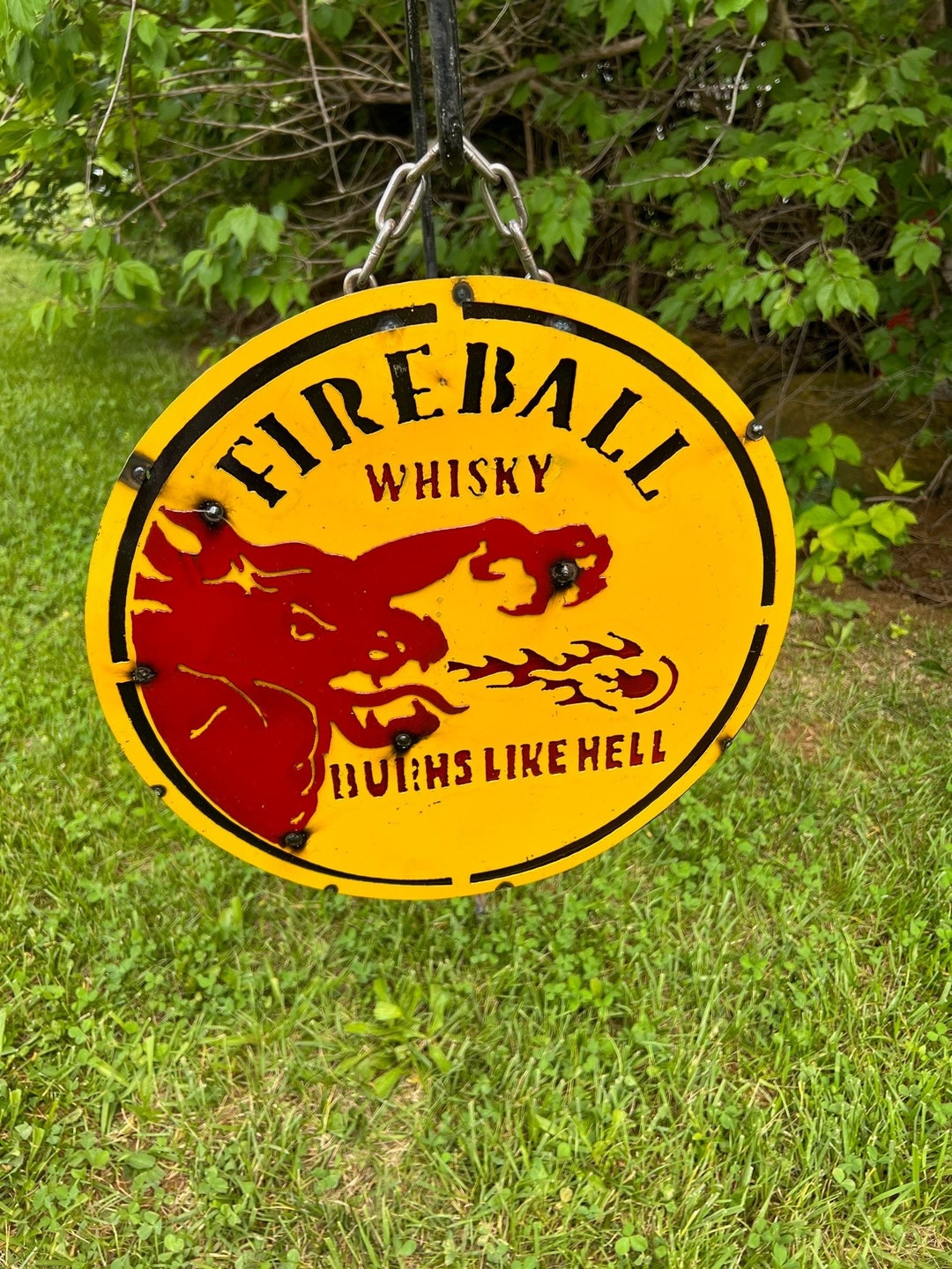 Fireball Whisky Burns Like Hell" Metal Sign Man Cave Snarky Funny - Etsy