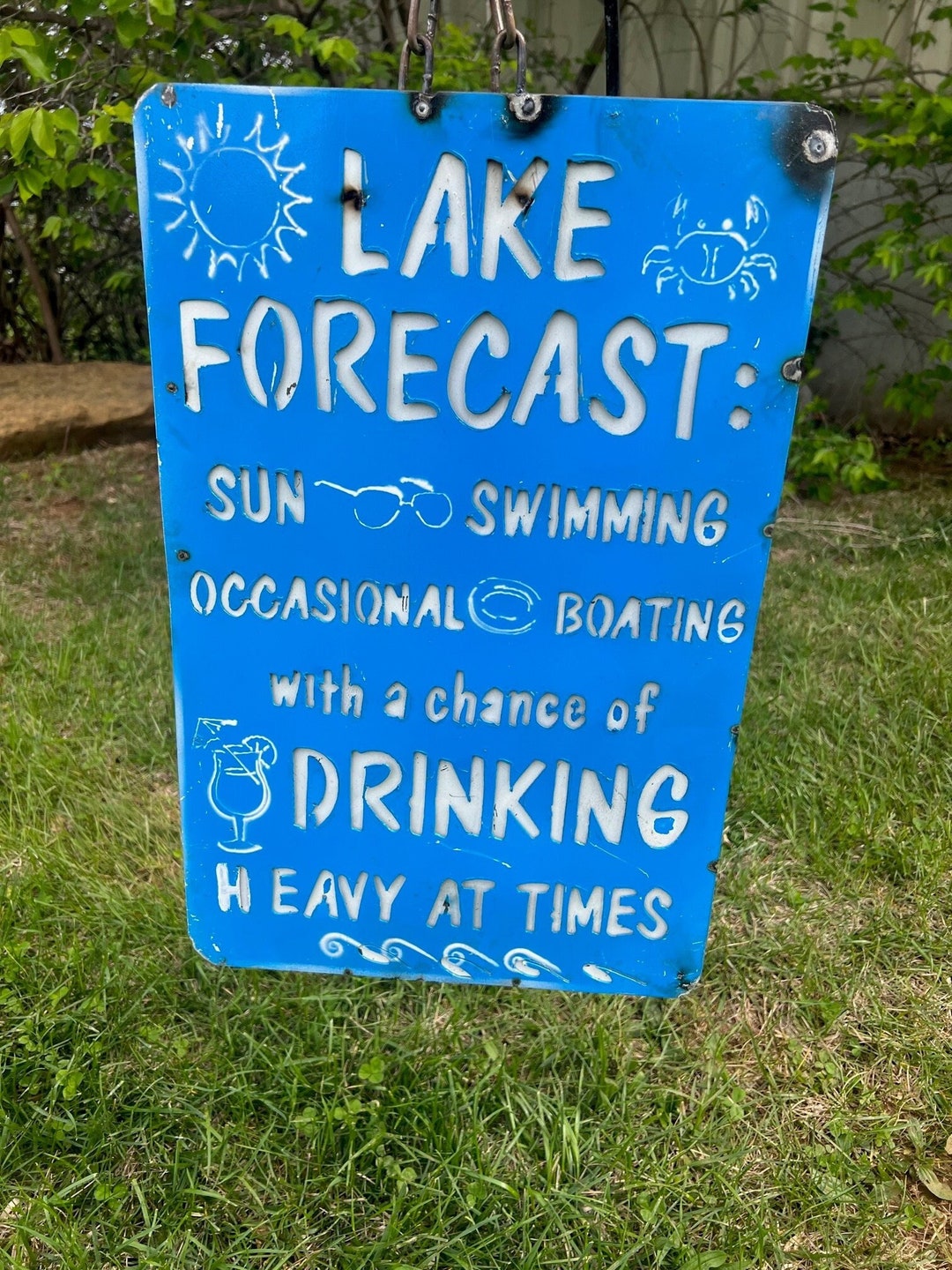 Metal "lake Forecast" Sign Man Cave Snarky Funny Pool Yard Art - Etsy