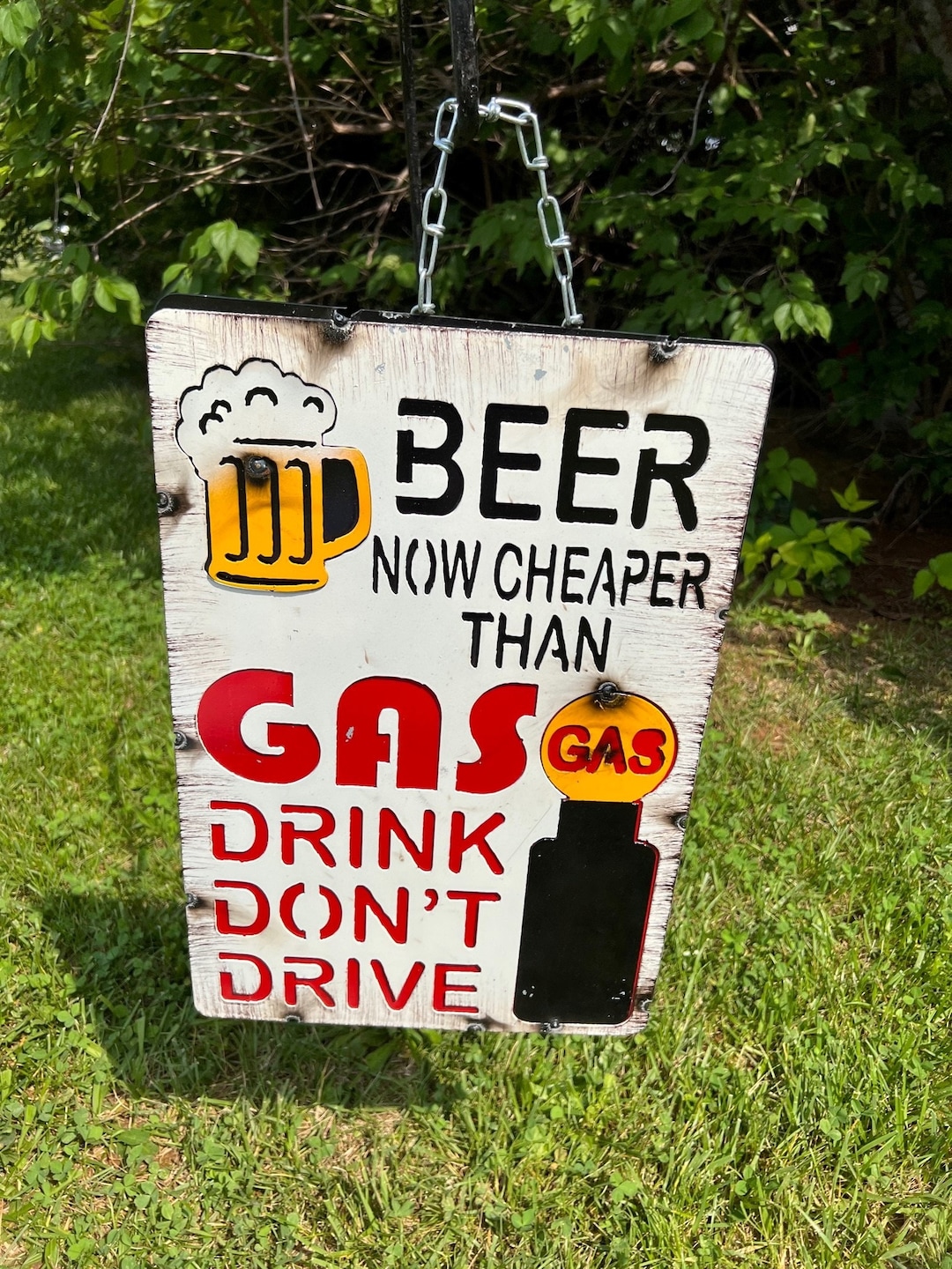Beer Now Cheaper Than Gas Drink Don't Drive Metal Sign Man Cave Snarky ...