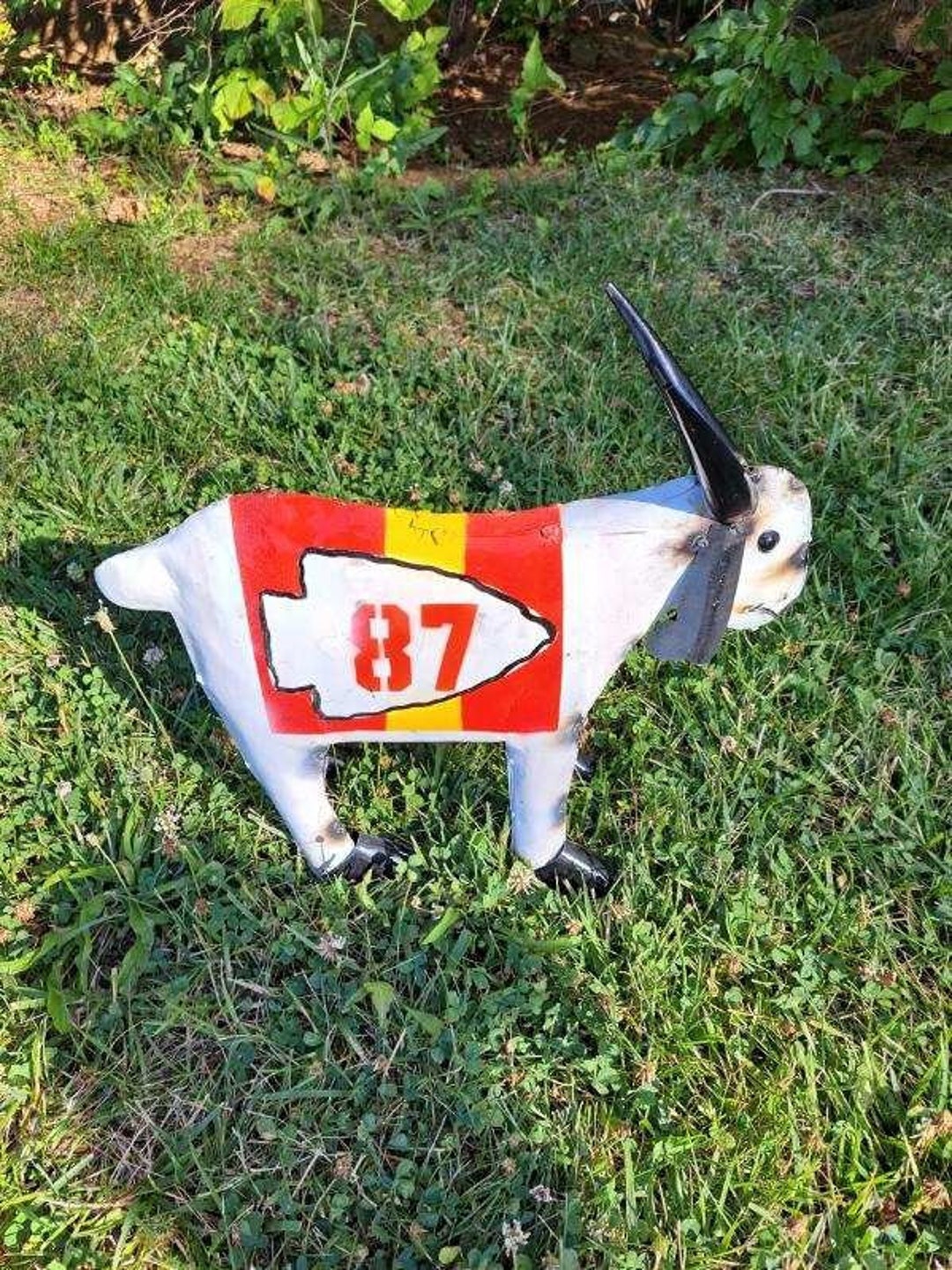 KC Football "87" Kelce Small Metal Goat Farm Animal Yard Art Sports ...
