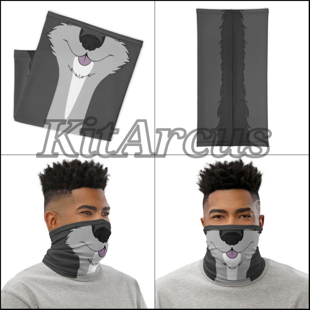 Grey Wolf Face Neck Gaiter - Etsy