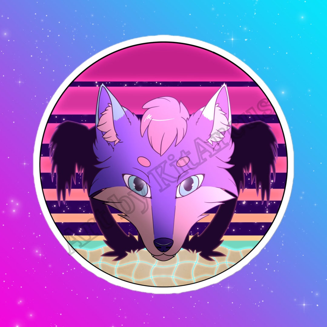 Synthwave Vaporwave Beach Furry Fox Vinyl Sticker - Etsy UK