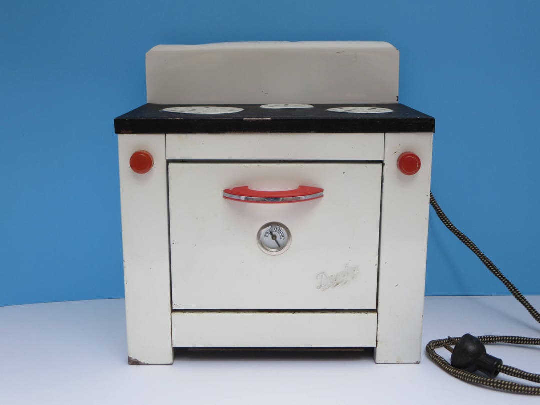MINIATURE DOLLHOUSE OVEN~ Vintage Tin Metal Toy~ Stove~ Display~ Doll ...