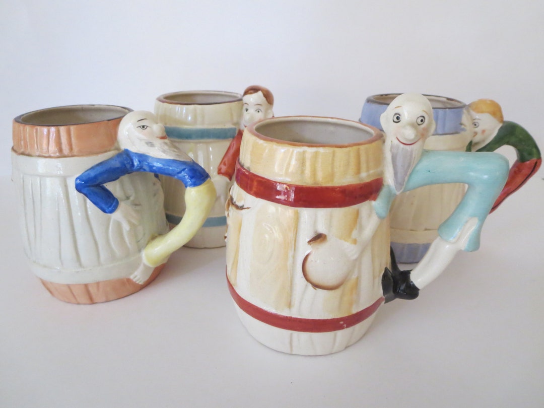 VINTAGE BEER CHOPES~ Mug Set~ Barrel~ Coffee Mugs~ Barware~ Shafford ...