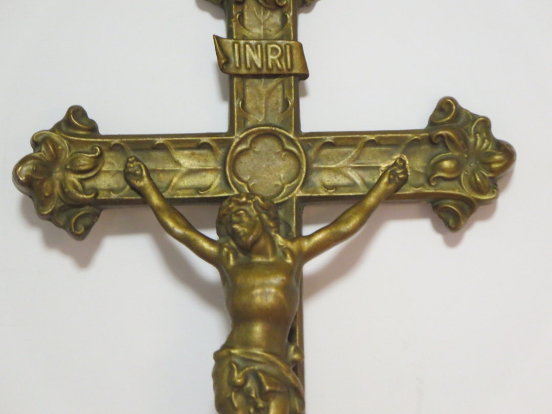 LARGE HEAVY CRUCIFIX Corpus Christi Wall Cross Religious Art Gothic ...