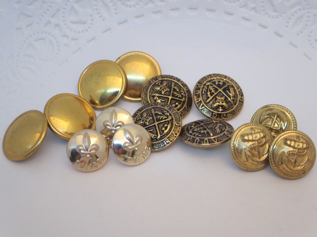 UNIFORM BUTTON SET~ Sewing~ Vintage Accessory~ Costume Suit~ Button Set ...