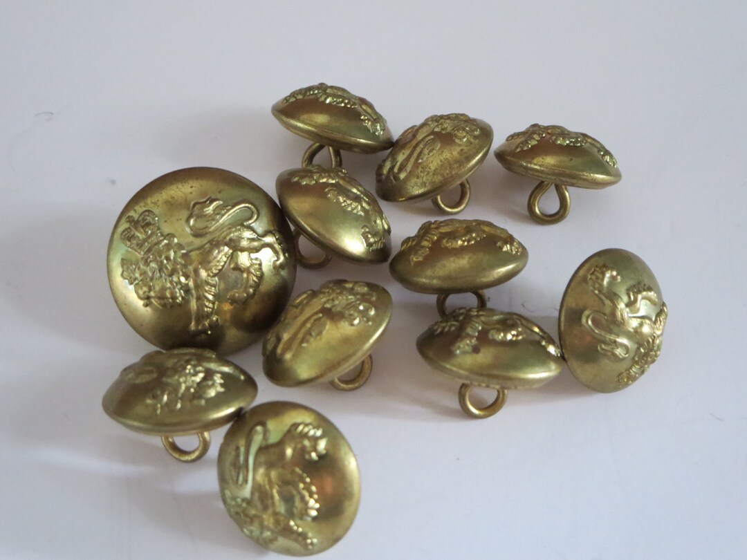 MILITARY BUTTONS~ Antique Collectible Buttons~ Brass Buttons Set ...