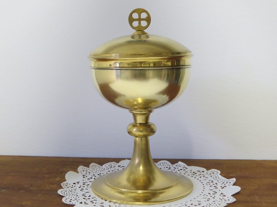 STERLING GOLD CIBORIUM~ Church Altar Ciborium~ French Guyot Host Goblet ...