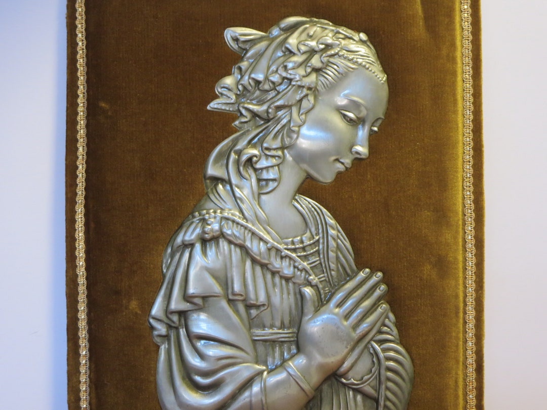 RELIGIOUS FRAME~ Virgin Mary~ Prayer~ Chiseled Pewter~ Champagne ...