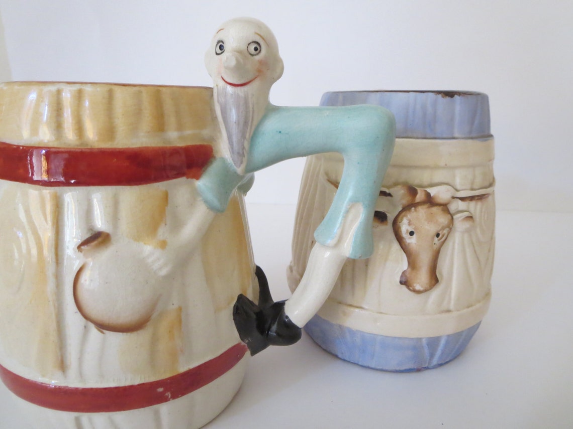 VINTAGE BEER CHOPES~ Mug Set~ Barrel~ Coffee Mugs~ Barware~ Shafford ...
