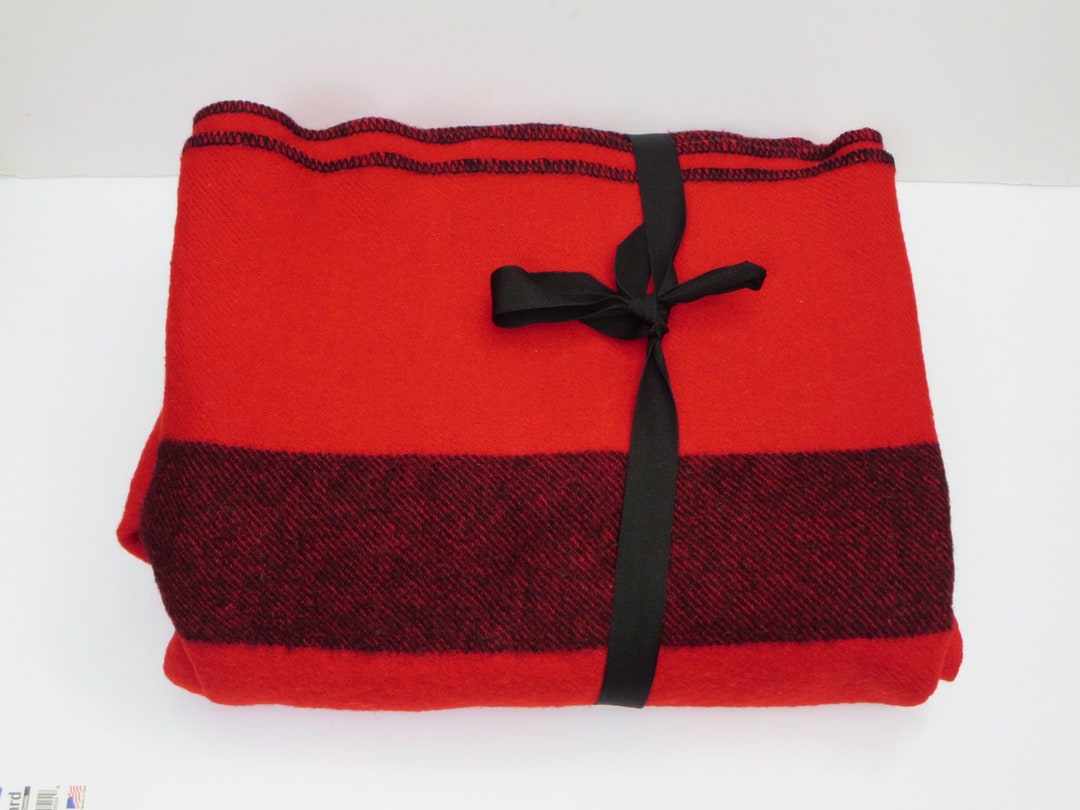WOOL BLANKET THROW~ Red Bedding~ Pure Wool Cover~ Bedpread~ Wool Throw ...