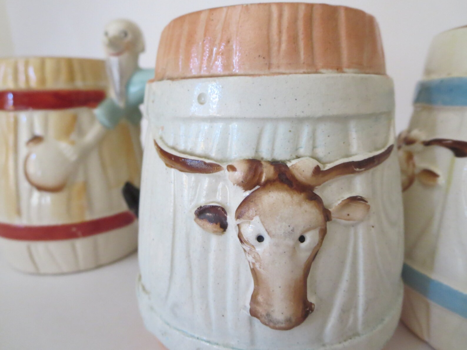 VINTAGE BEER CHOPES~ Mug Set~ Barrel~ Coffee Mugs~ Barware~ Shafford ...