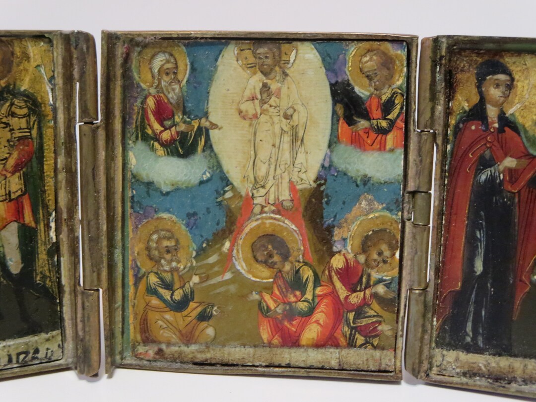 ORTHODOX TRIPTYCH ICON Religious Art Icon Frame Antique Trip Triptych ...