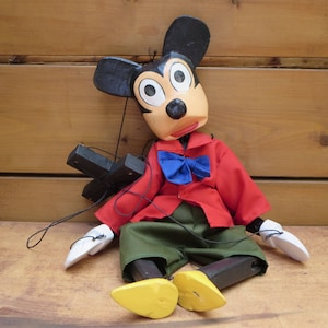 VINTAGE DISNEY PUPPET~ Wire Puppet~ Mickey Mouse~ Wooden Toy~ Walt ...