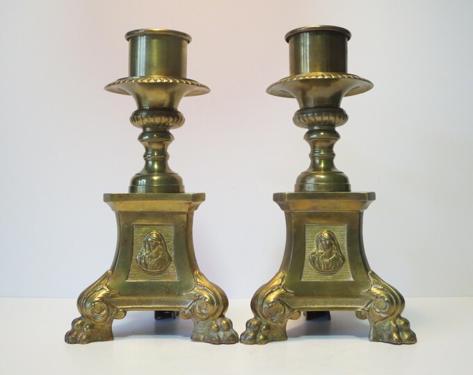 RELIGIOUS CANDLESTICKS~ Church Candle Holder Set~ Catholic Ritual ...
