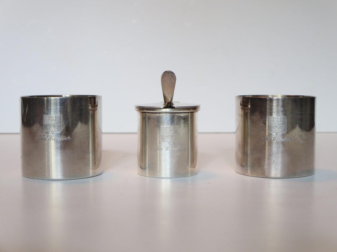 CONDIMENTS DISHES - Windsor~ England Jar Set- Cruet~ Silverware~ Table ...