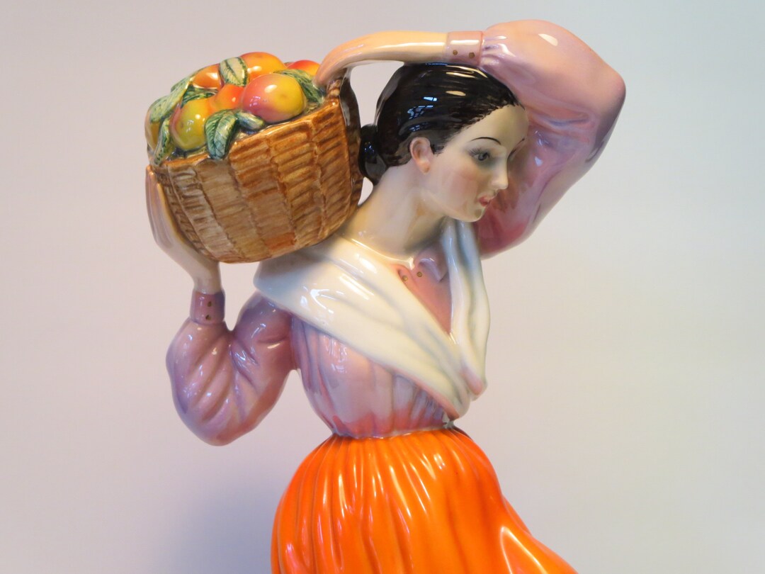 RONZAN CERAMIC STATUE~ Large Figurine~ Woman With a Fruit Basket ...