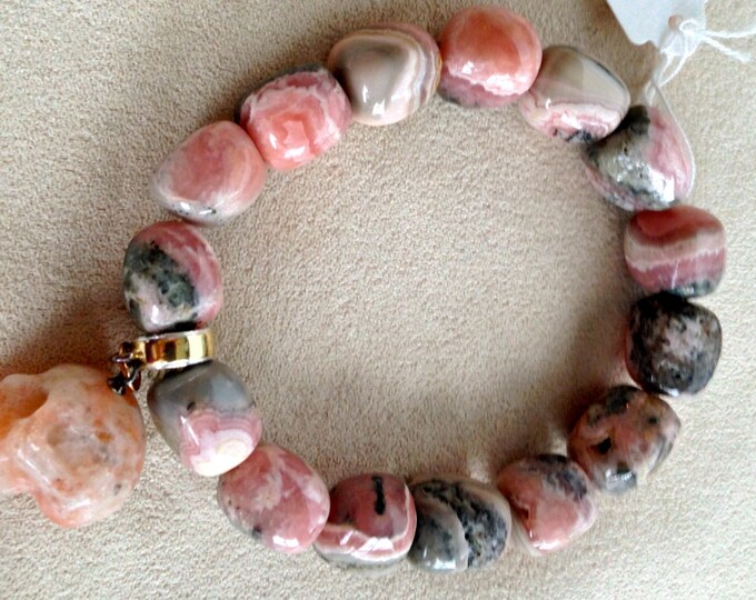 Natural Rhodochrosite ( Inca Rose ) With Skull Charm - Etsy