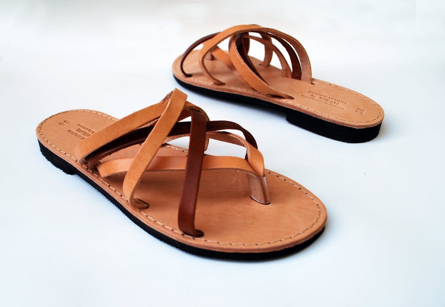 Natural Brown / Cognac Brown Leather Women Sandals - Etsy