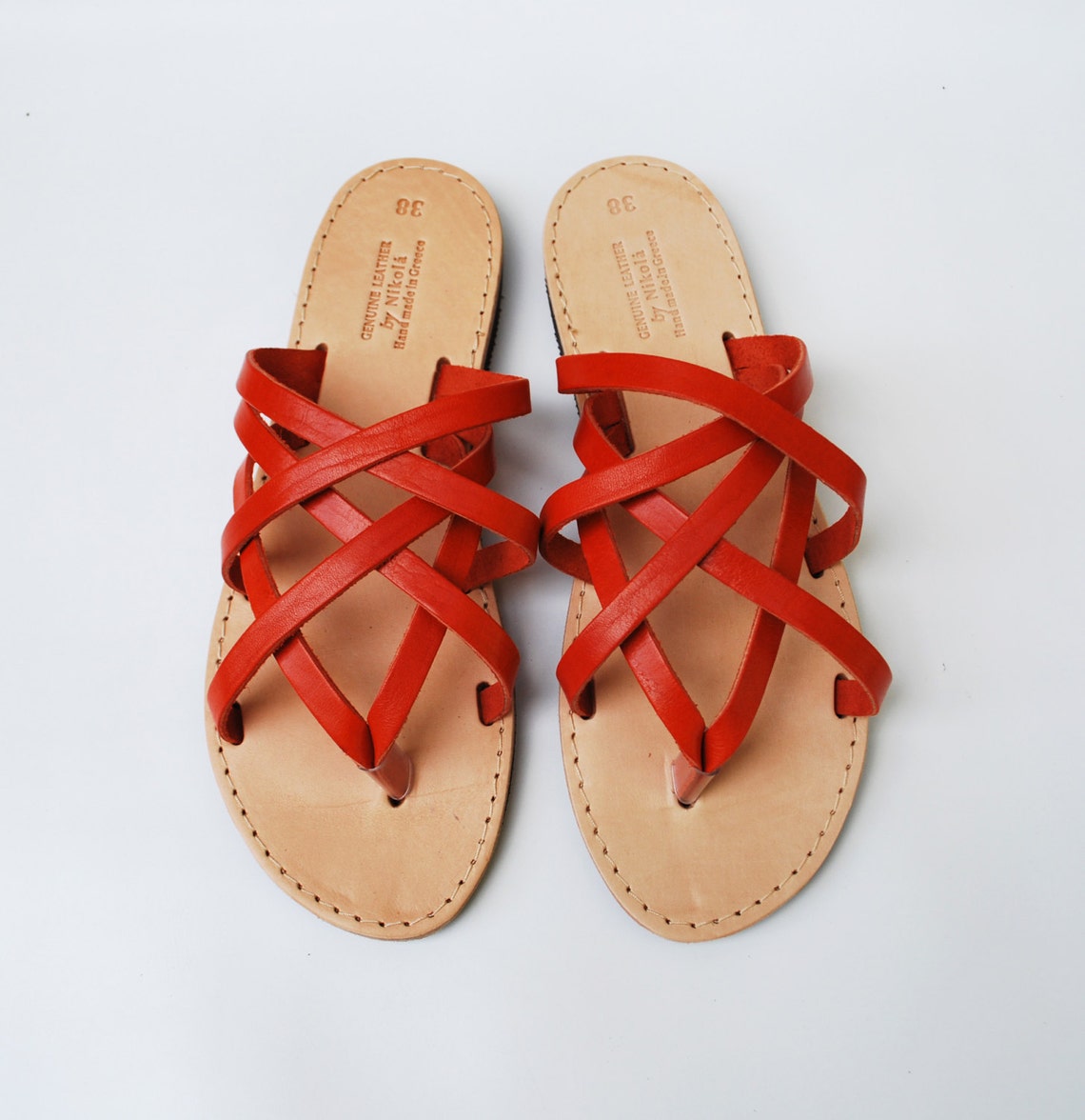 Leather Womens Sandals in Burnt Orange Color - Etsy