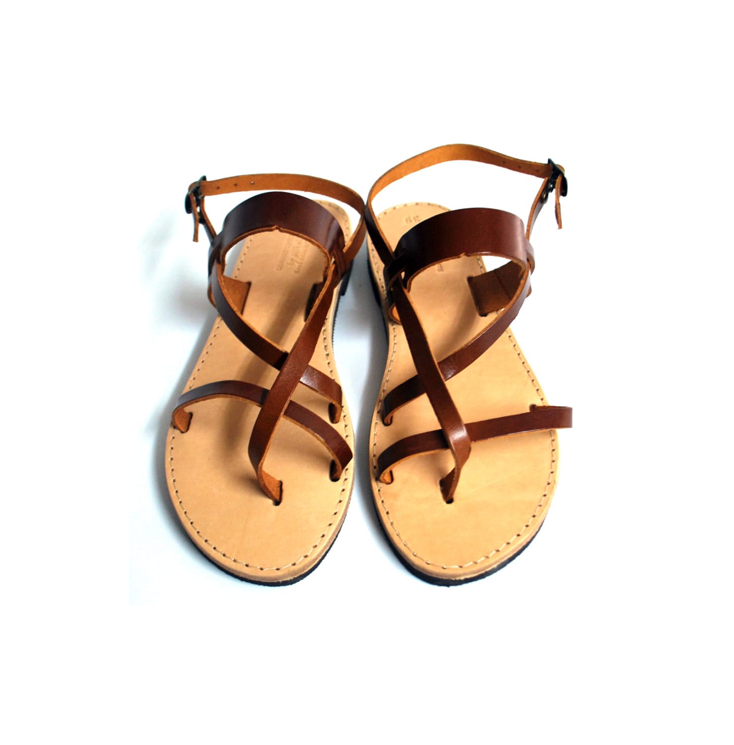 Leather Strappy Sandals Womens Hazel Brown Handmade Summer - Etsy