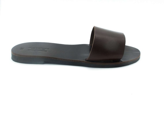 Slip on sandals in dark chocolate brown casual women slides | Etsy