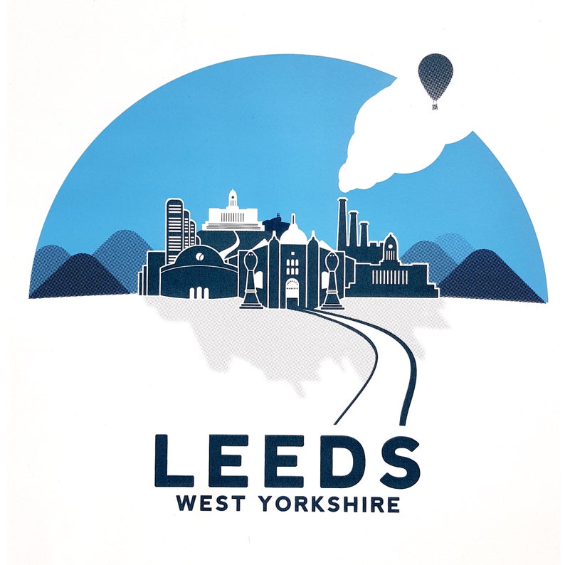 Leeds Print City Art Yorkshire Screen Print Poster by OR8 - Etsy