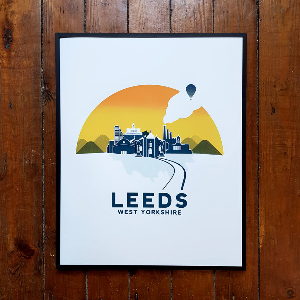 Leeds Print City Art Yorkshire Screen Print Poster by OR8 | Etsy