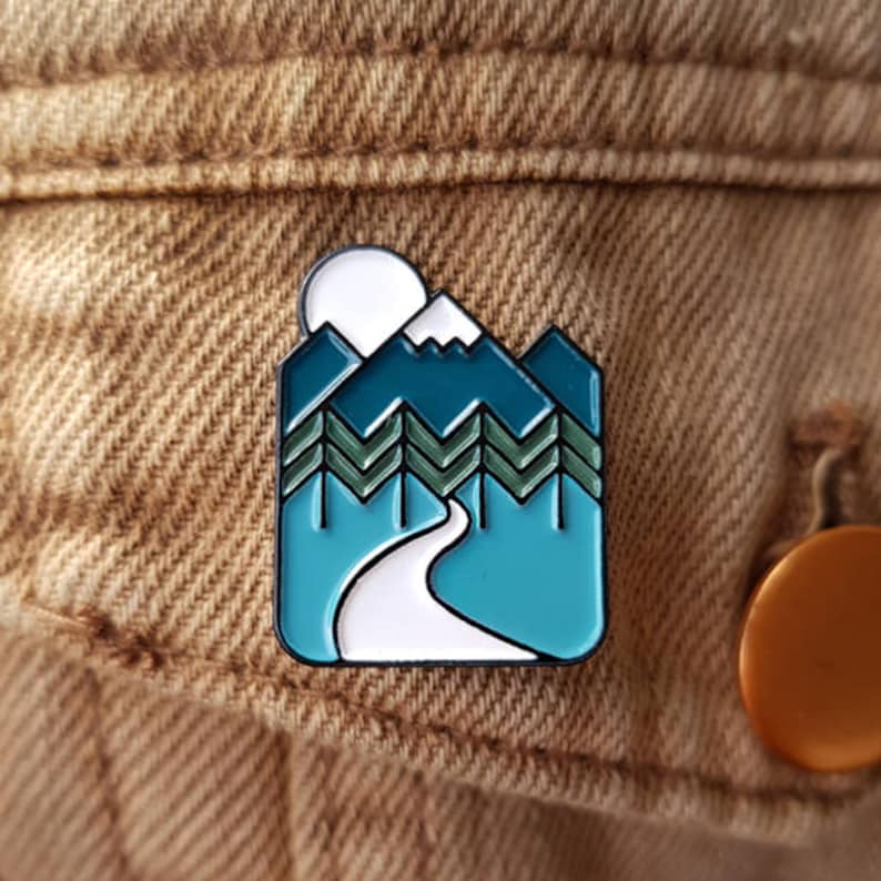 Mountain Adventure Enamel Pin: Outdoors Lapel Pin by OR8 DESIGN - Etsy