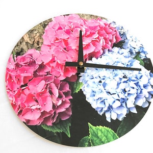 Hydrangeas Clock Metal Wall Decor Round Aluminum Clocks | Etsy