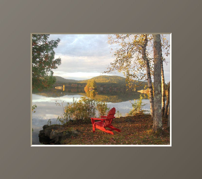 Fall Adirondack Chair Lake Photography Maine Woodland Cabin Wall Art ...