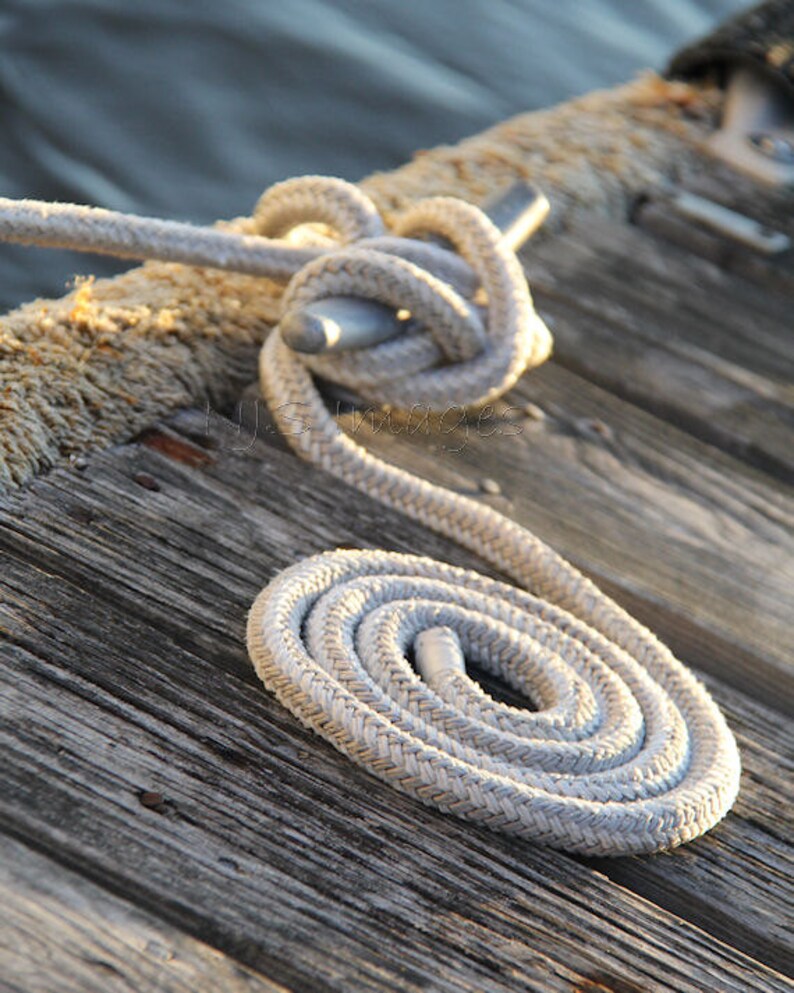 Coiled S Knot Photography Nautical Cleat Coiled Line Boater Decor ...