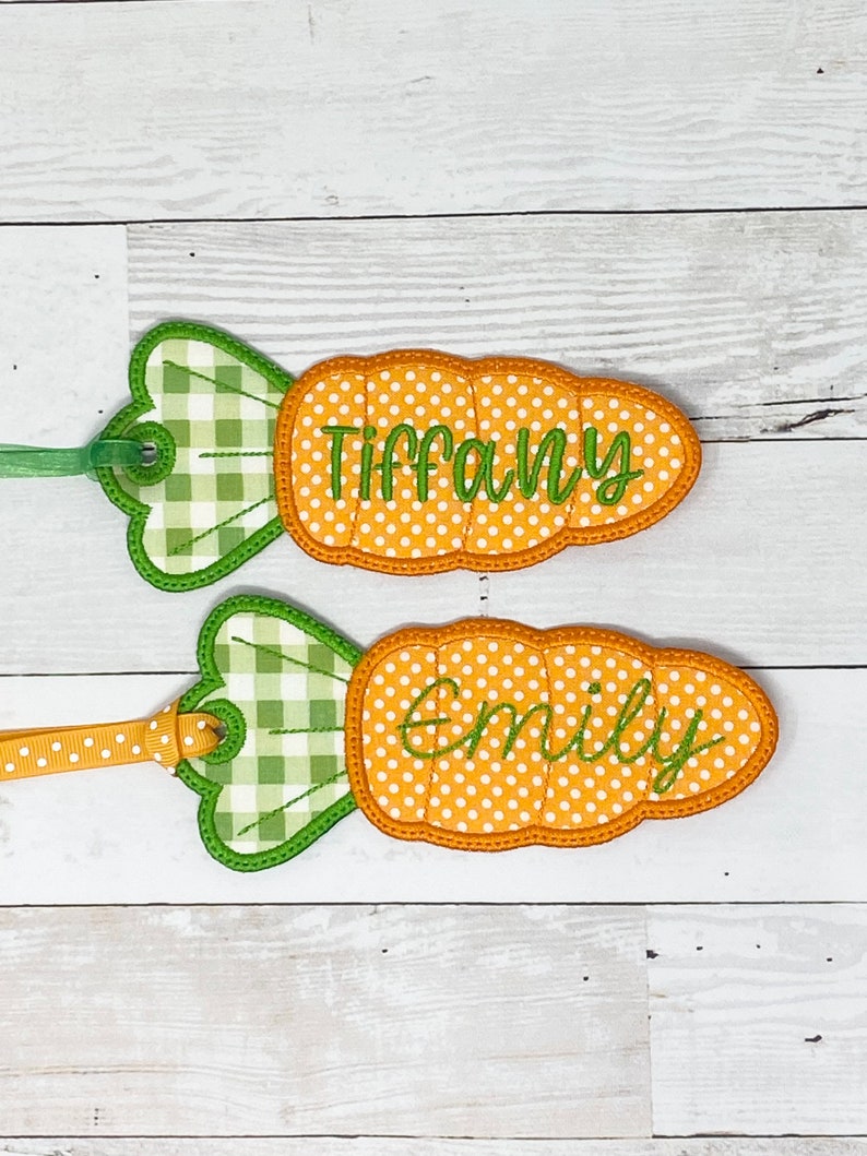 Embroidered Fabric Carrot Name Tag Personalized Bag Tag - Etsy