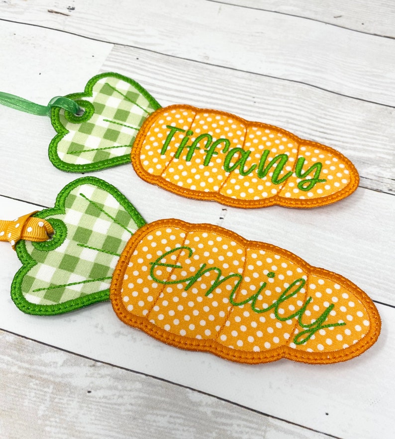 Embroidered Fabric Carrot Name Tag Personalized Bag Tag - Etsy