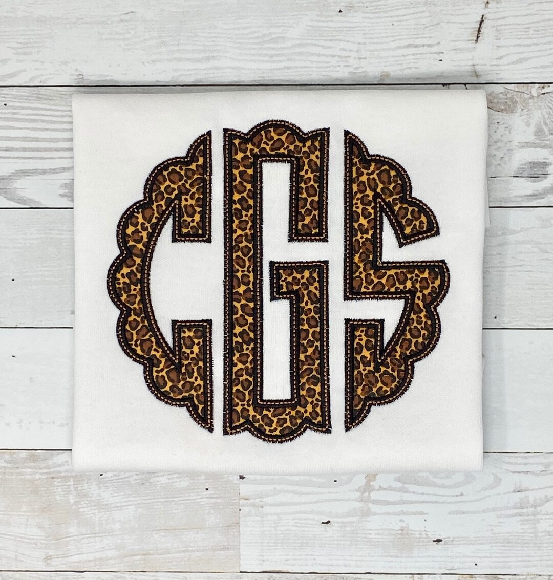 Leopard Rund Monogramm Shirt, Mädchen Initialen Shirt, Gepard ...