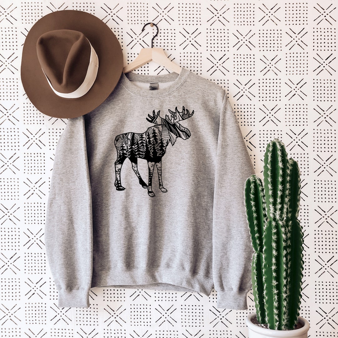 Moose Sweatshirt, Moose Lover Gift, Wildlife Tshirt Nature, Hunting ...