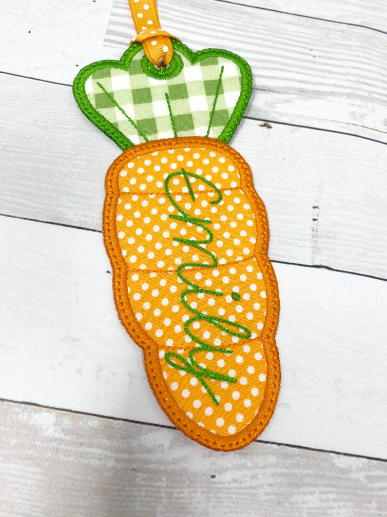 Embroidered Fabric Carrot Name Tag Personalized Bag Tag Easter Basket ...