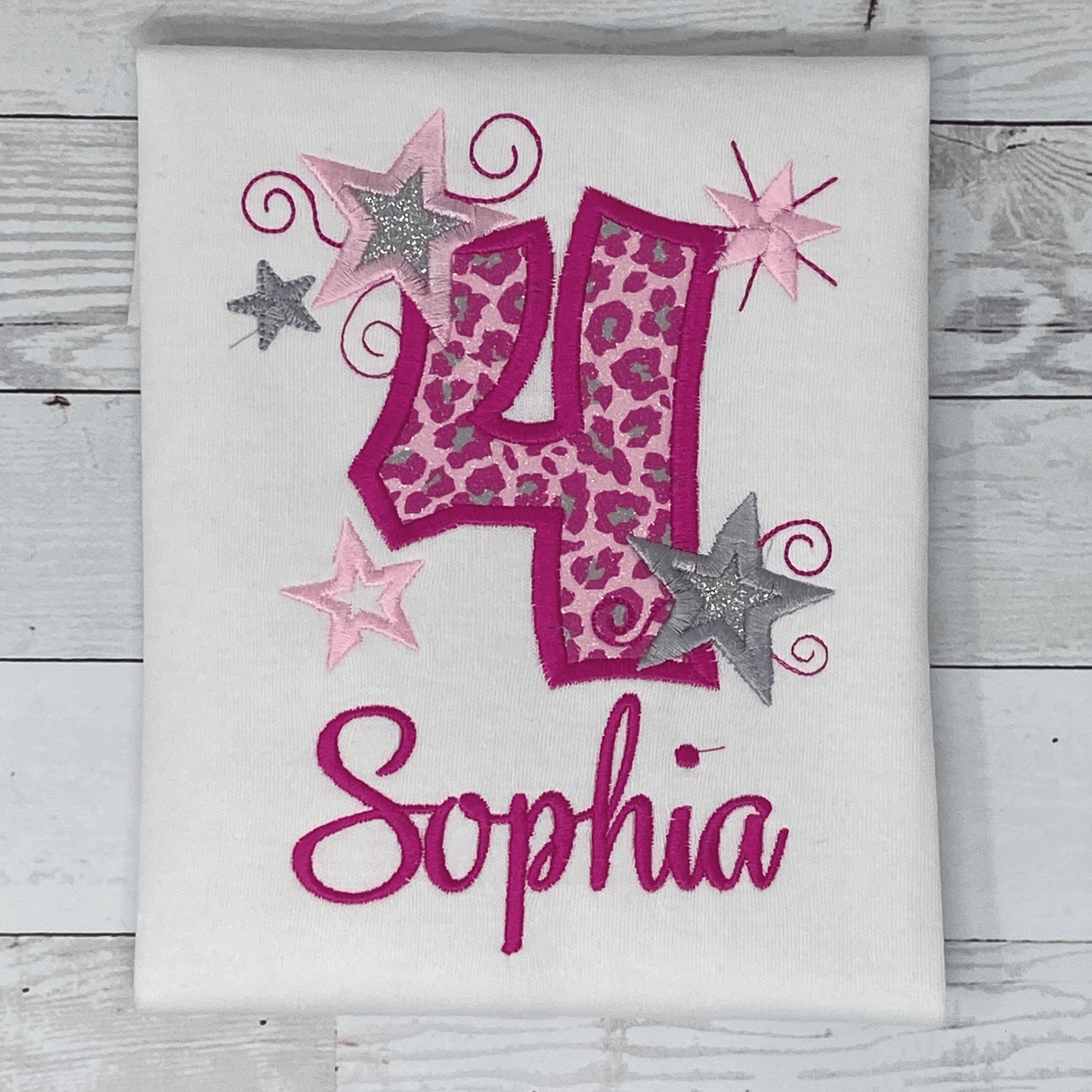 Stars and Pink Leopard Birthday Shirt, Girls Birthday Shirt, Pink ...