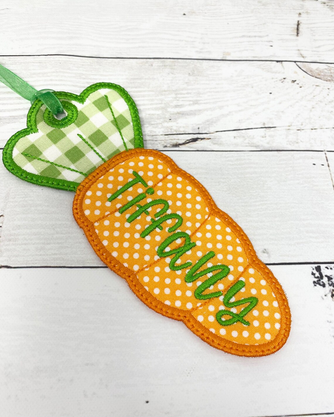 Embroidered Fabric Carrot Name Tag Personalized Bag Tag Easter Basket ...