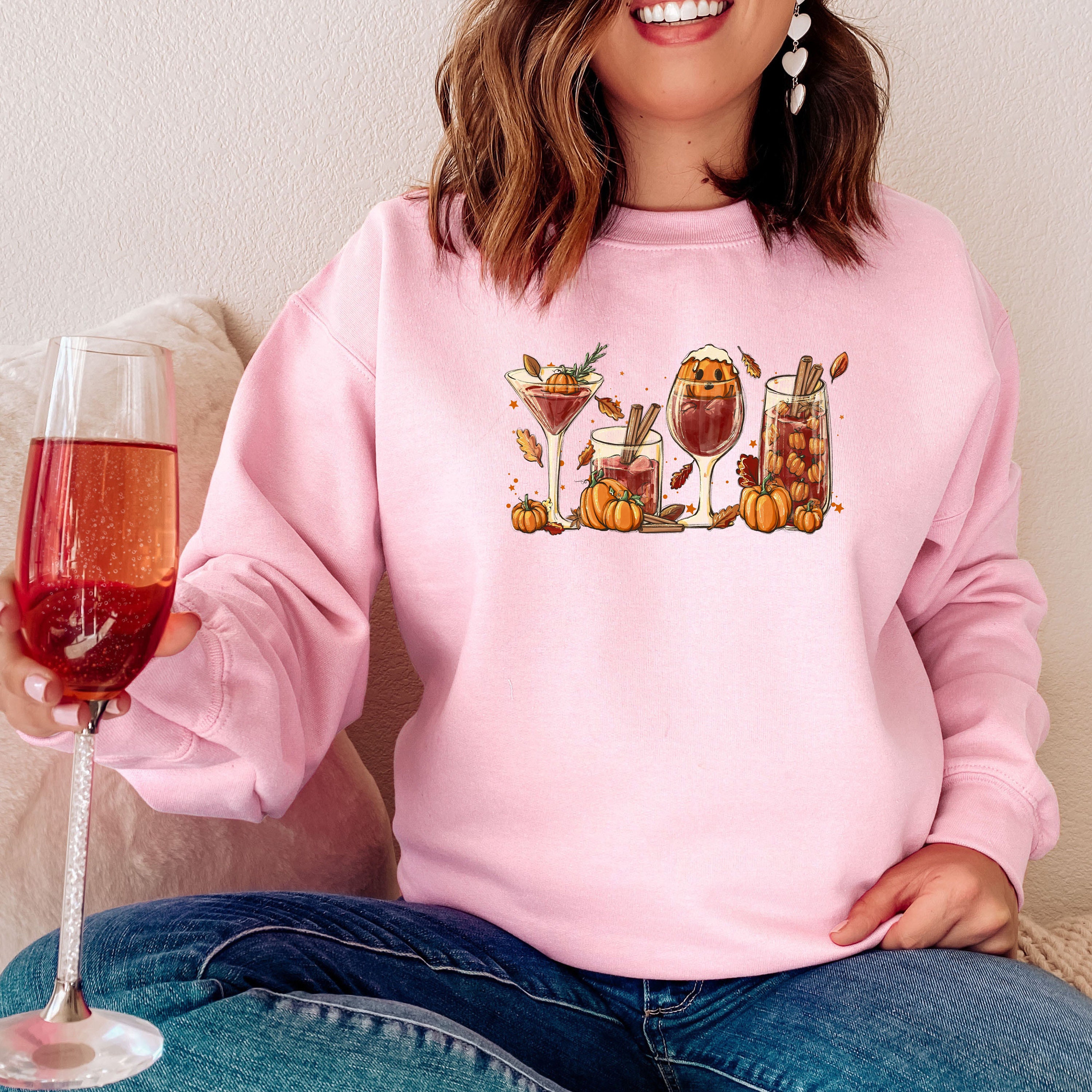 Fall Wine Glasses Sweatshirt, Fall Sweater, Wine Sweatshirt, Cute Fall ...