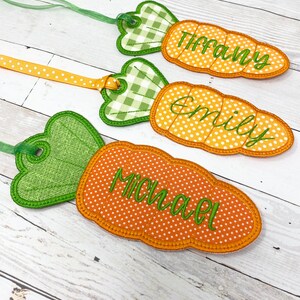 Embroidered Fabric Carrot Name Tag Personalized Bag Tag Easter Basket ...