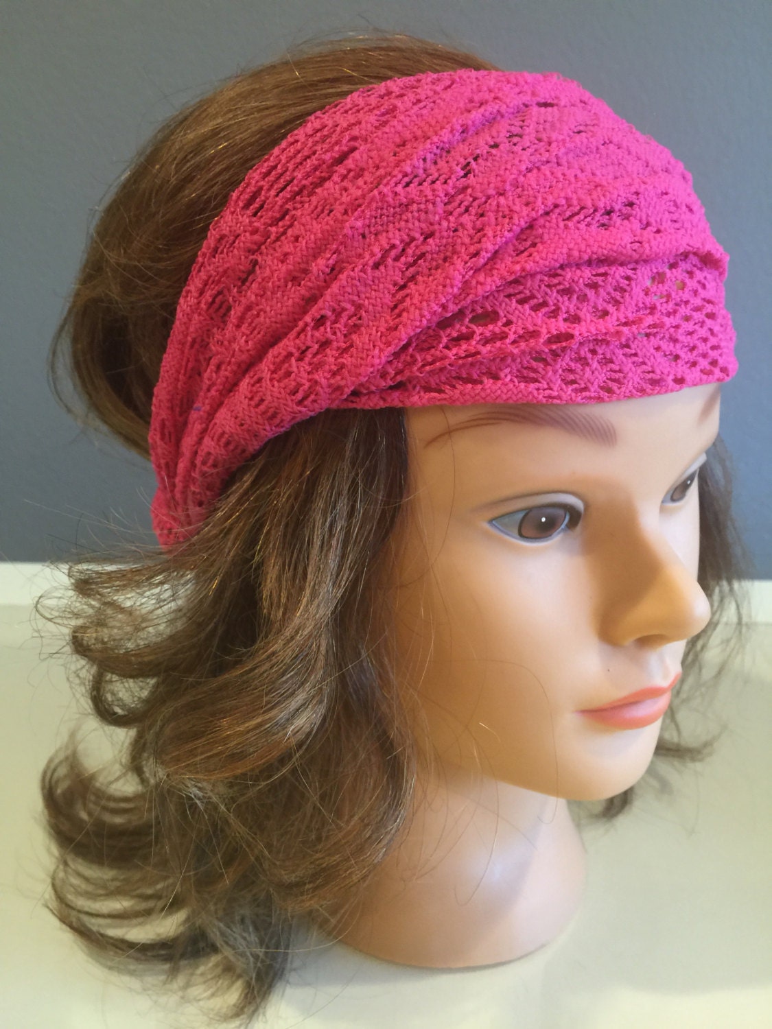 Pink Women Girl Bandana Lace Headband Head Wrap Wide Accessory - Etsy