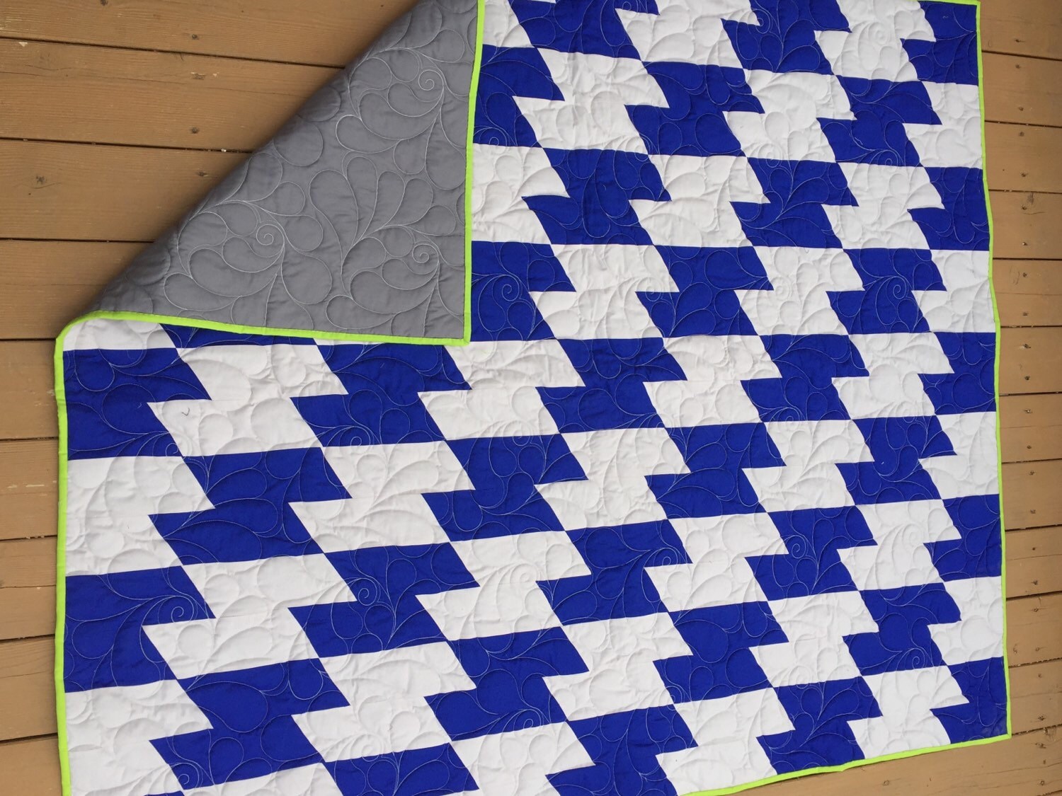 Geometric Modern Grey and Blue Quilt Modern Quilt New Style - Etsy