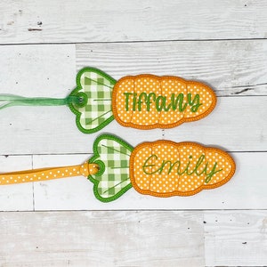 Embroidered Fabric Carrot Name Tag Personalized Bag Tag Easter Basket ...