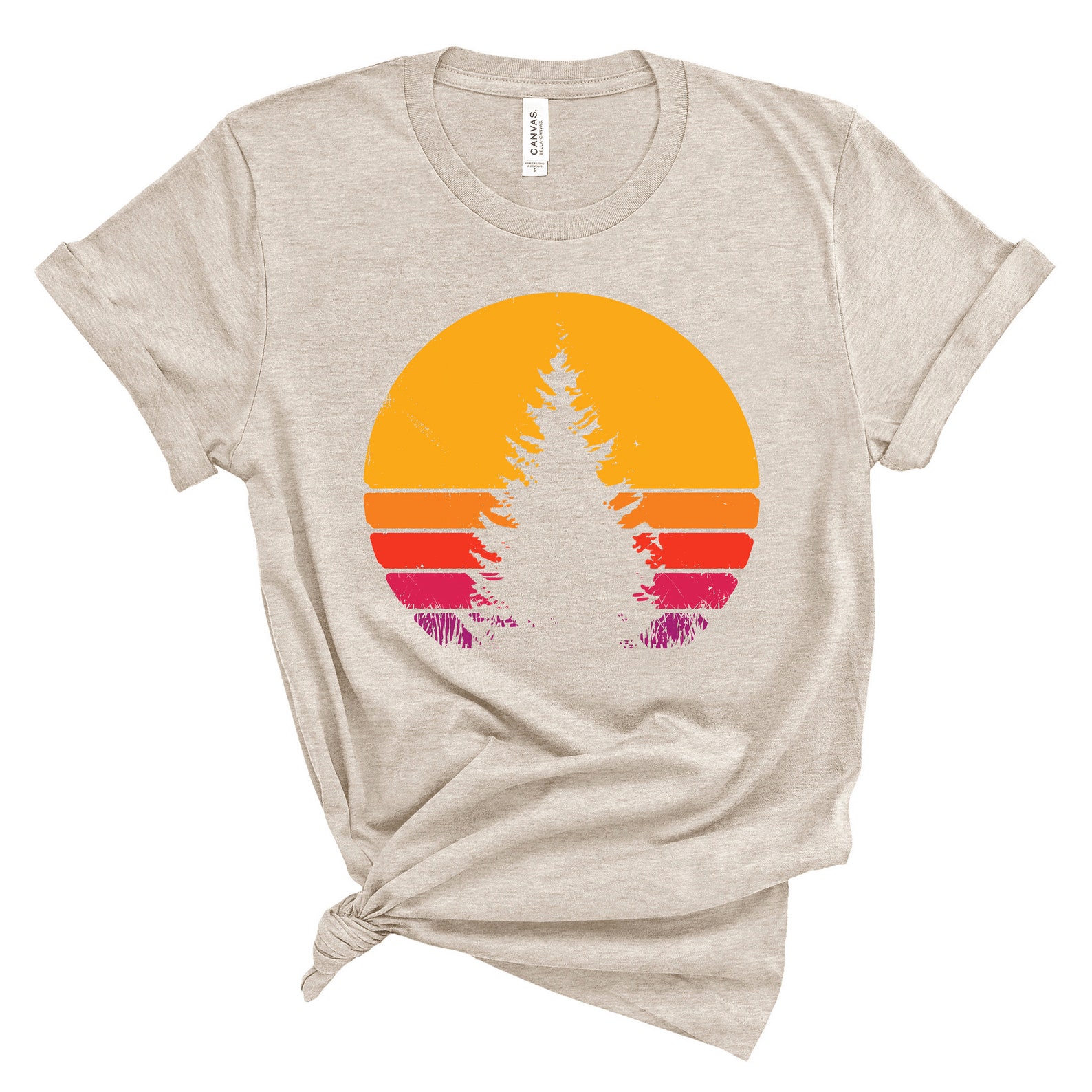 Retro Sunset Pine Tree Short-sleeve Unisex T-shirt Nature - Etsy