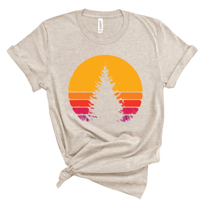 Retro Sunset Pine Tree Short-sleeve Unisex T-shirt, Nature Shirt ...