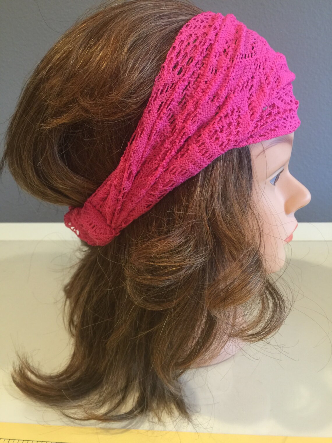 Pink Women Girl Bandana Lace Headband Head Wrap Wide Accessory - Etsy